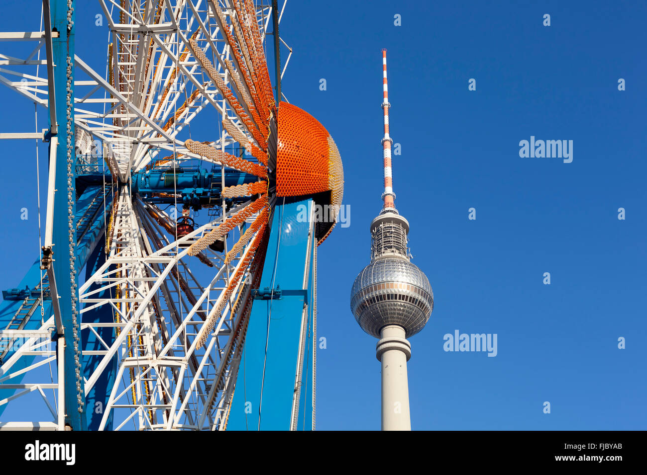 Berlin / Germany: colorful Ferris wheel, the television tower Stock ...
