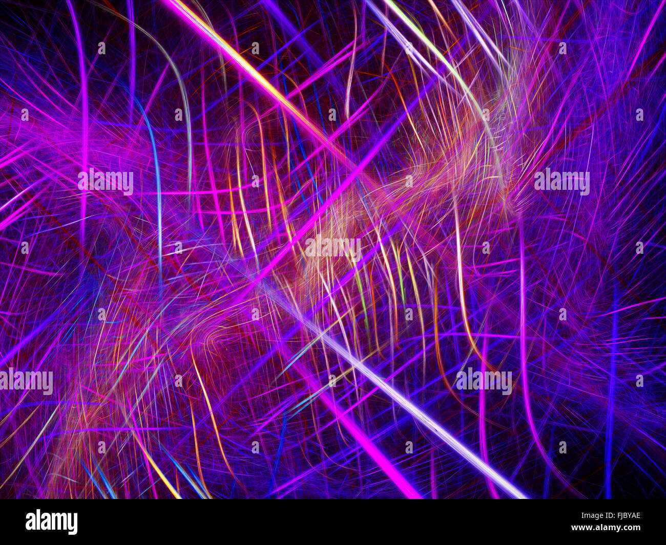 Colorful glowing curves in space, computer generated abstract ...