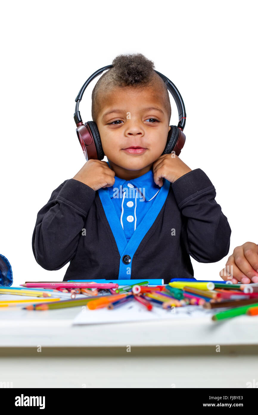 Child in headphones Stock Photo - Alamy