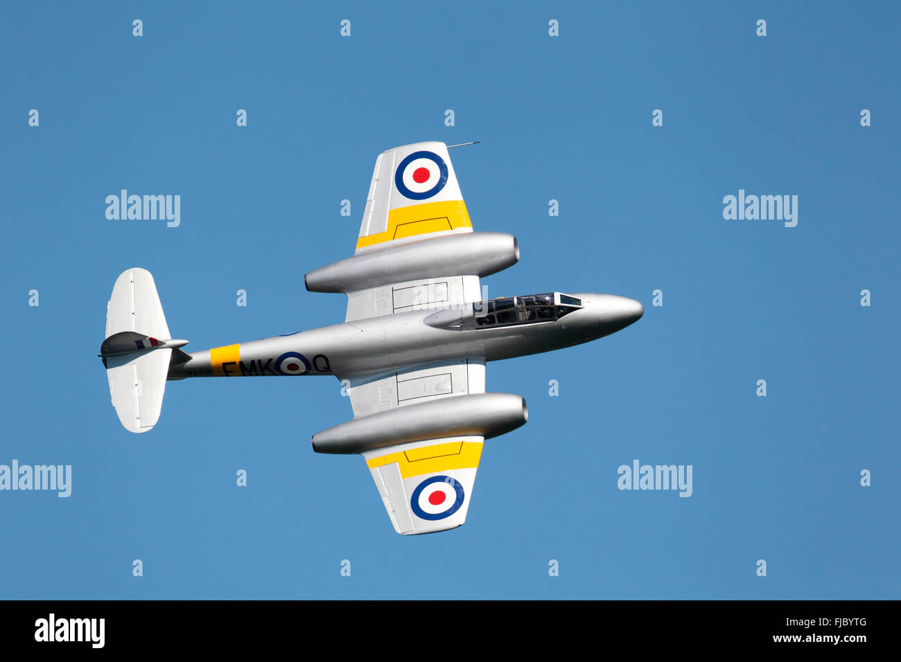 Gloster Meteor, aircraft from the Royal Air Force, RAF, in flight ...