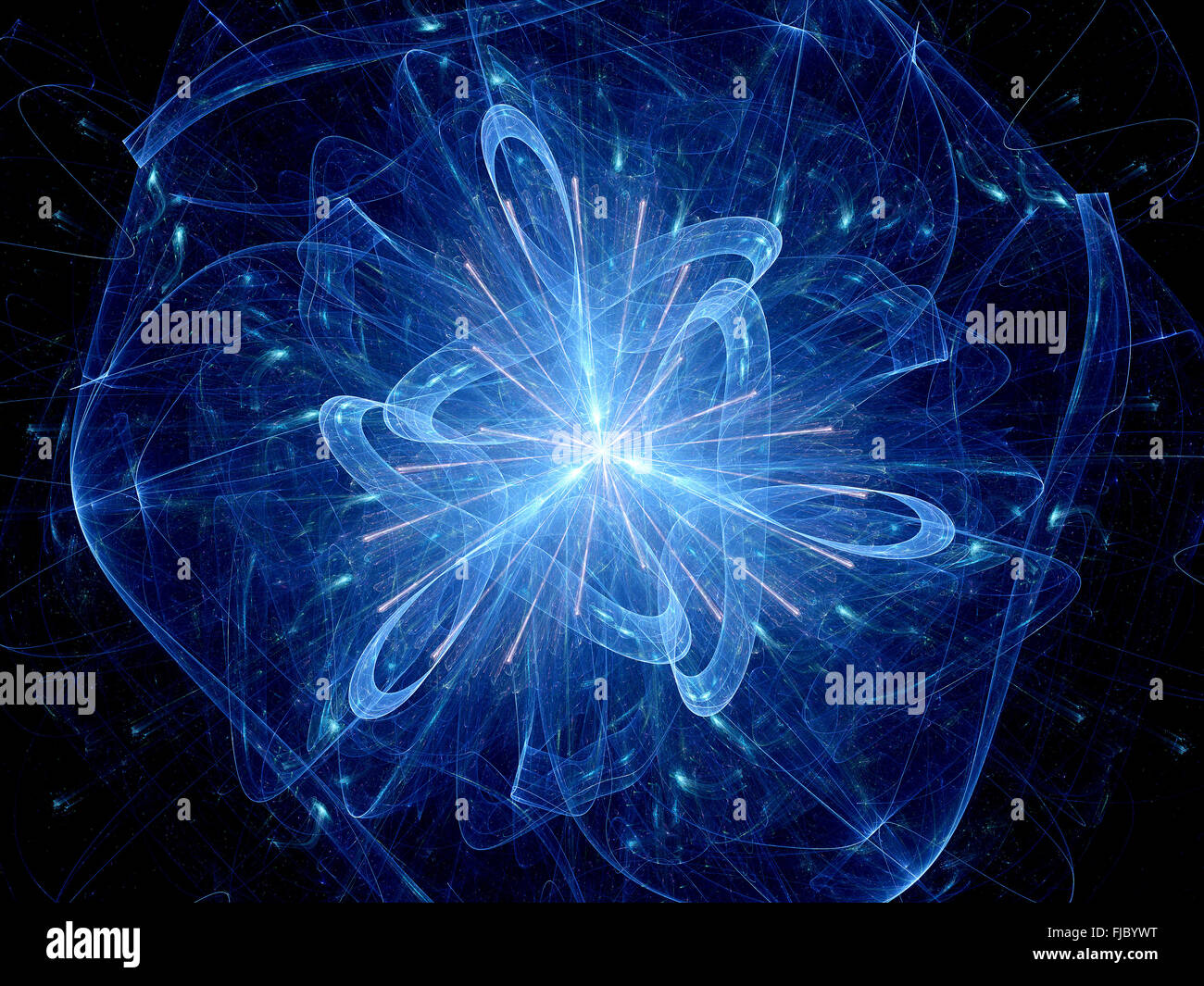 Blue high energy plasma in space, computer generated abstract ...