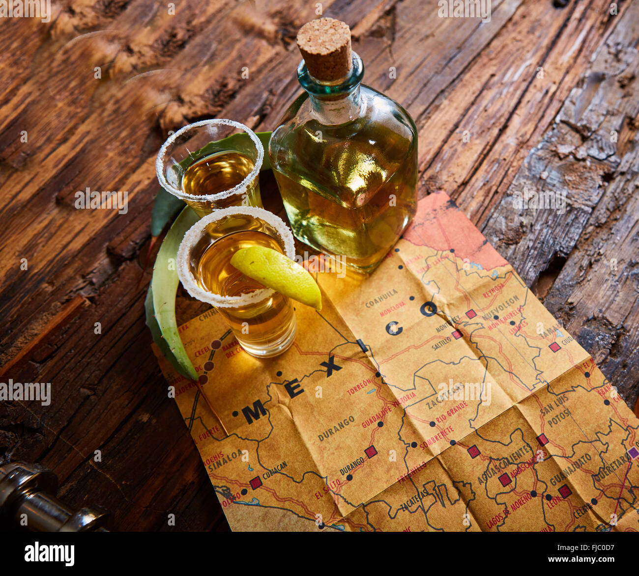 Tequila shot with lime and sea salt Stock Photo - Alamy
