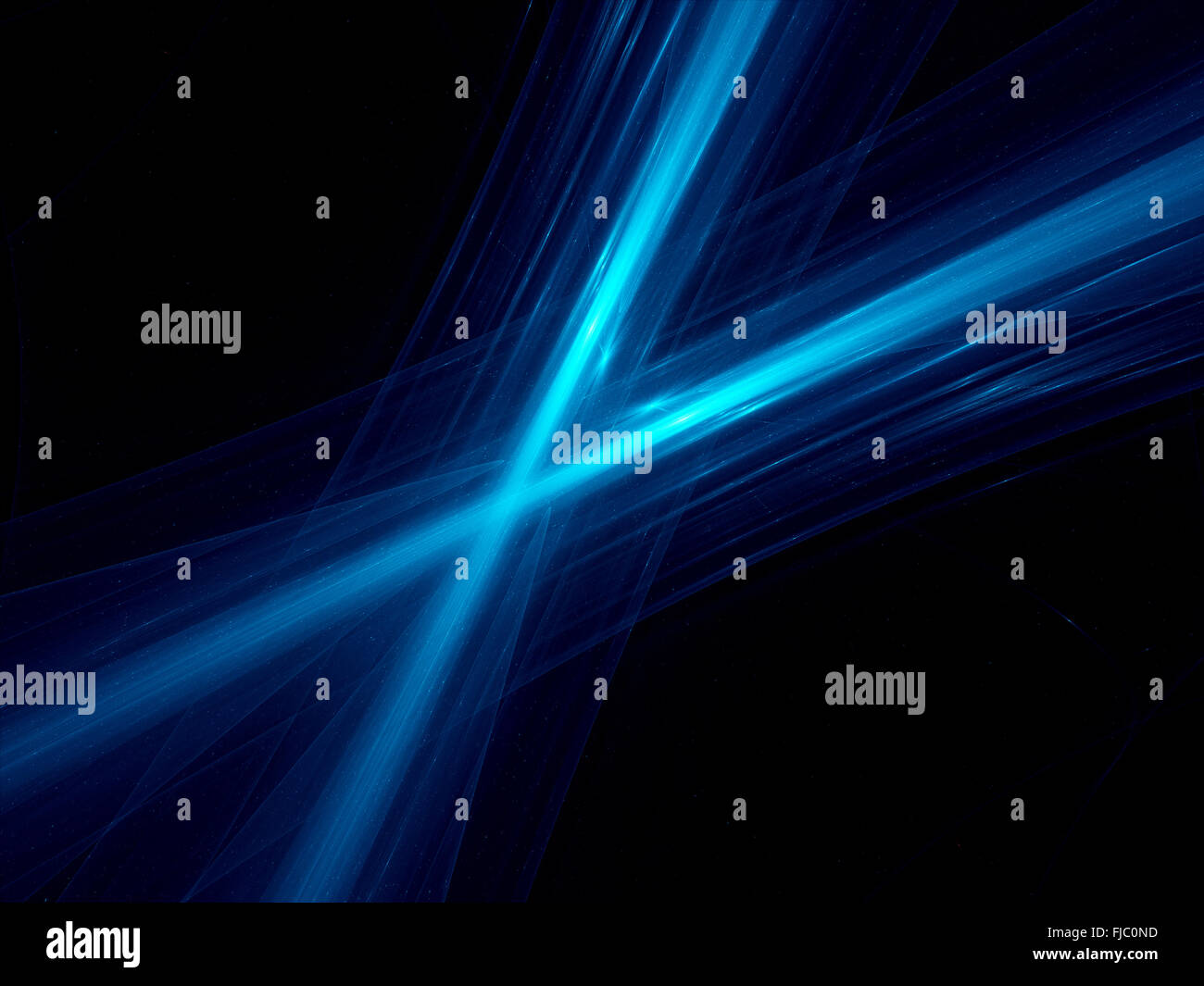 Blue glowing lines in space, computer generated abstract background ...