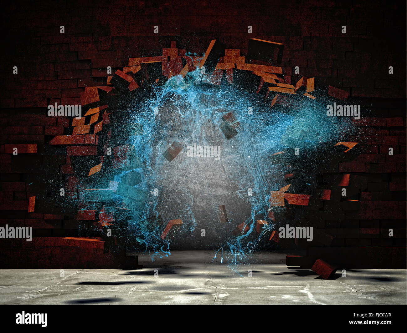 water and brick explosion Stock Photo - Alamy