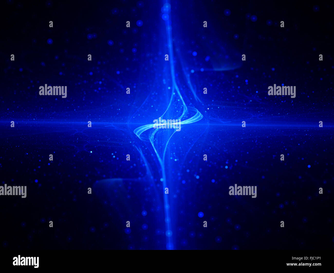 Blue glowing lights in space, computer generated abstract background ...