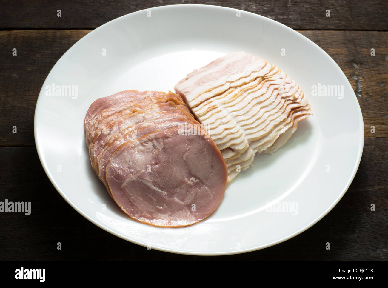 raw ham and bacon, still life tone Stock Photo - Alamy