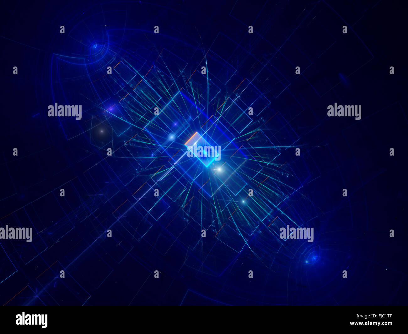 Blue abstract technology background with glowing rectangles, computer ...