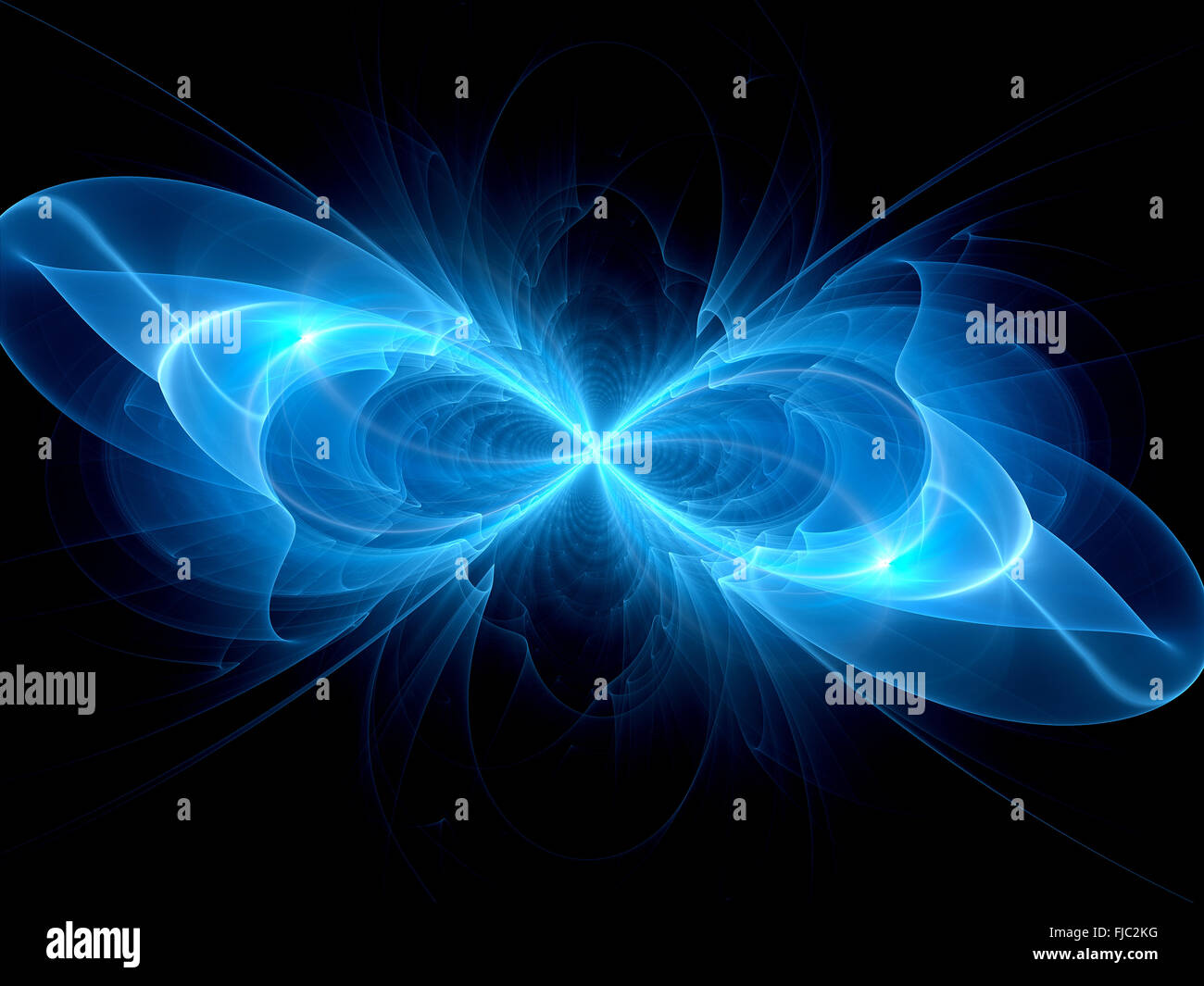 Blue infinity sign flame in space, computer generated abstract ...