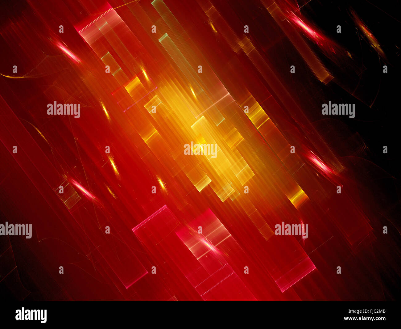 Red neon glowing technology in space, computer generated abstract ...