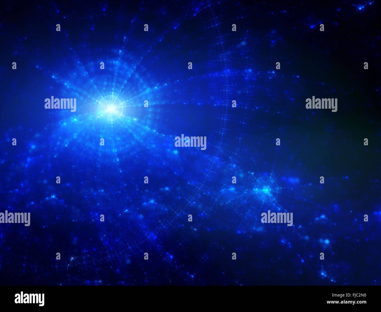 Blue glowing star clusters, computer generated abstract background ...