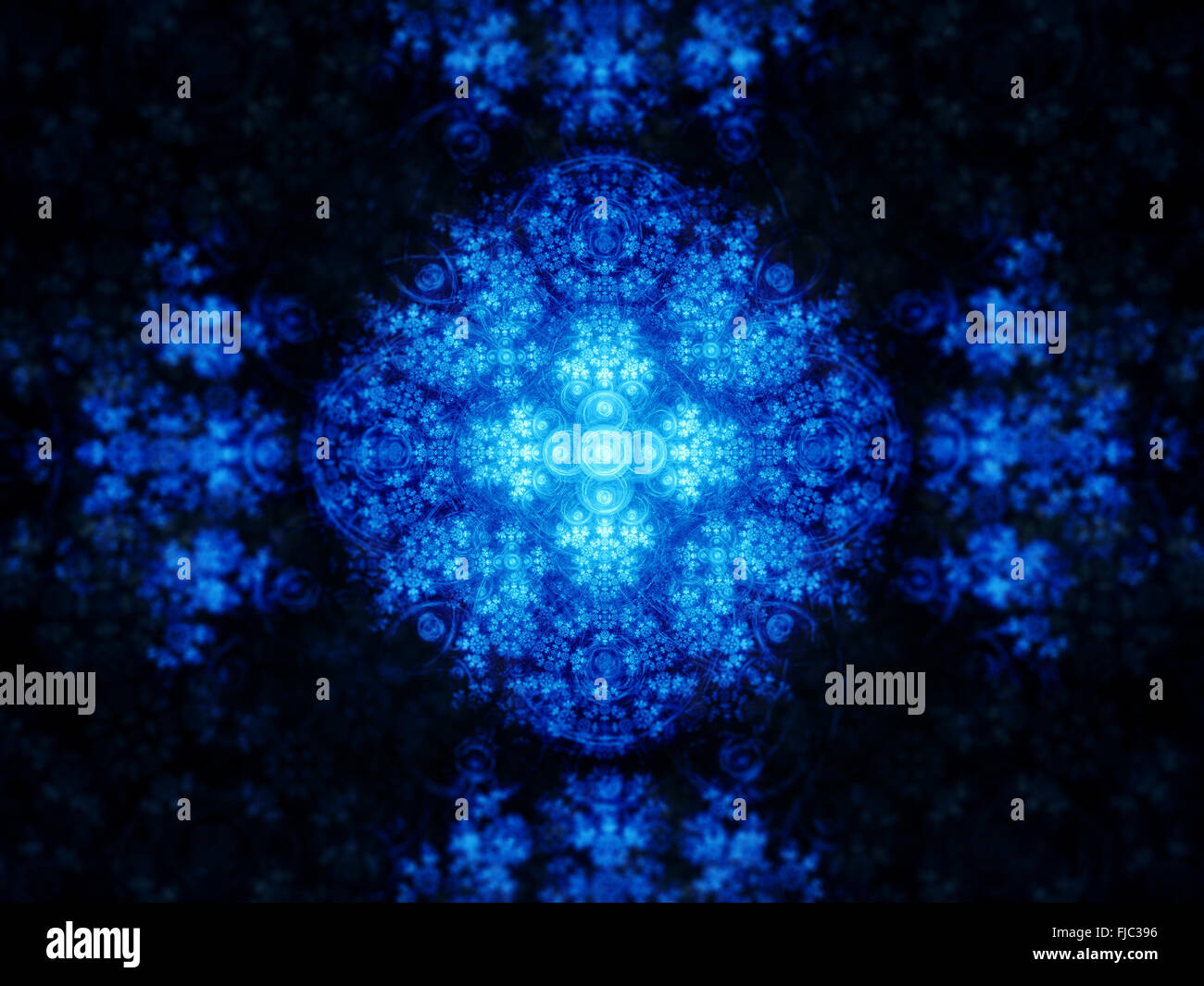 Blue glowing lace ornament, computer generated abstract background ...