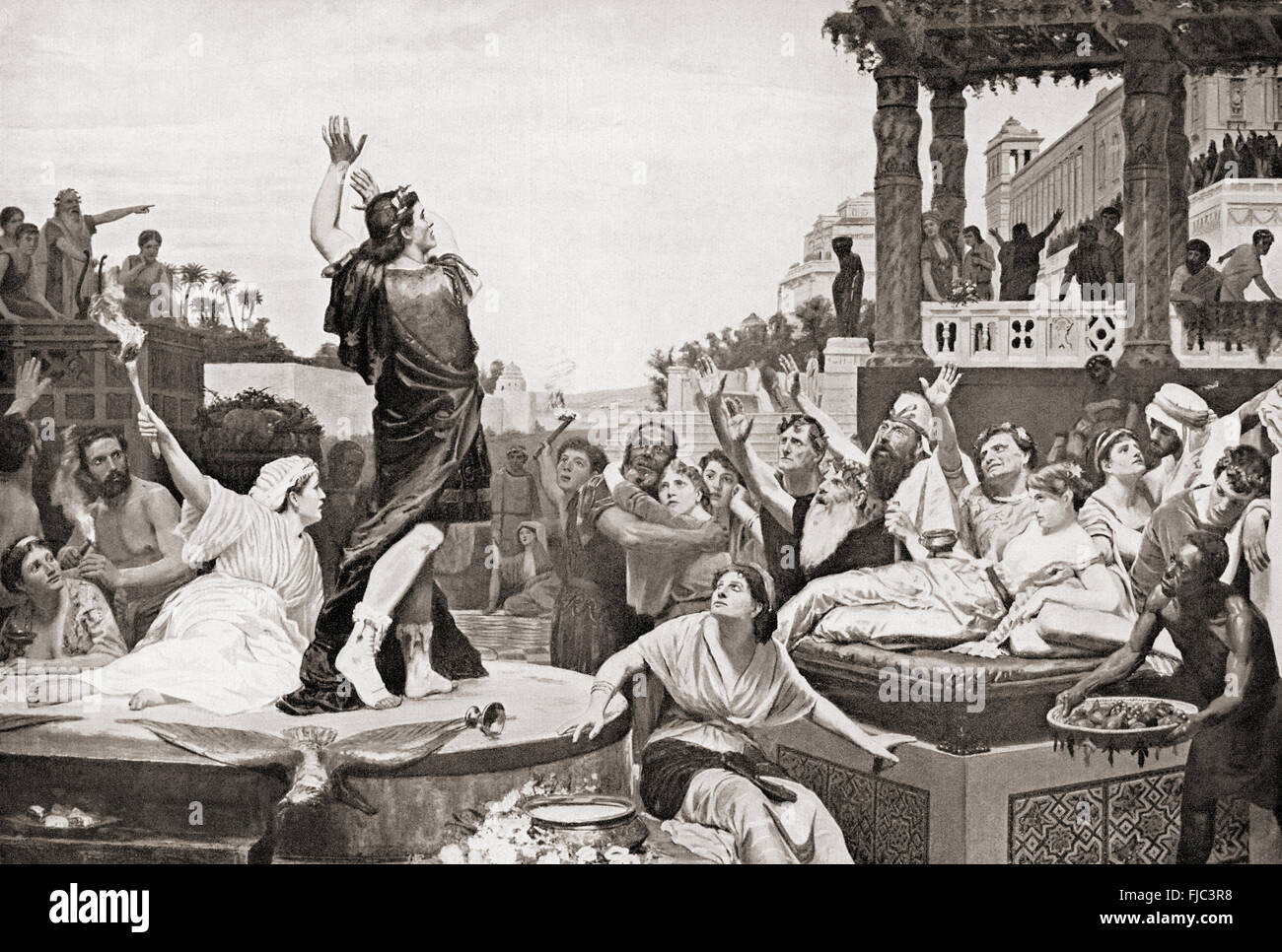 Alexander The Great assenting to set fire to the ancient palace of the ...