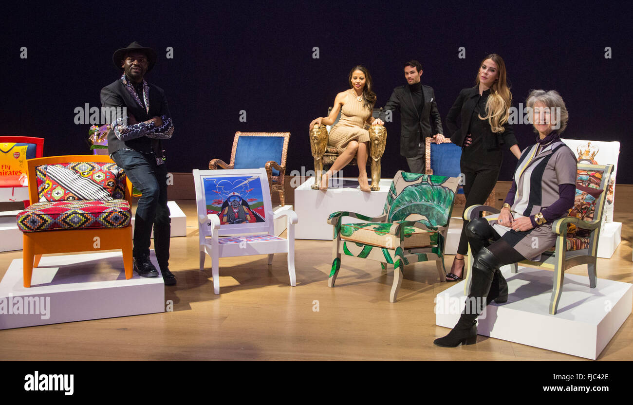 London, UK. 29 February 2016. L-R: Samson Soboye, Emma Viscountess ...
