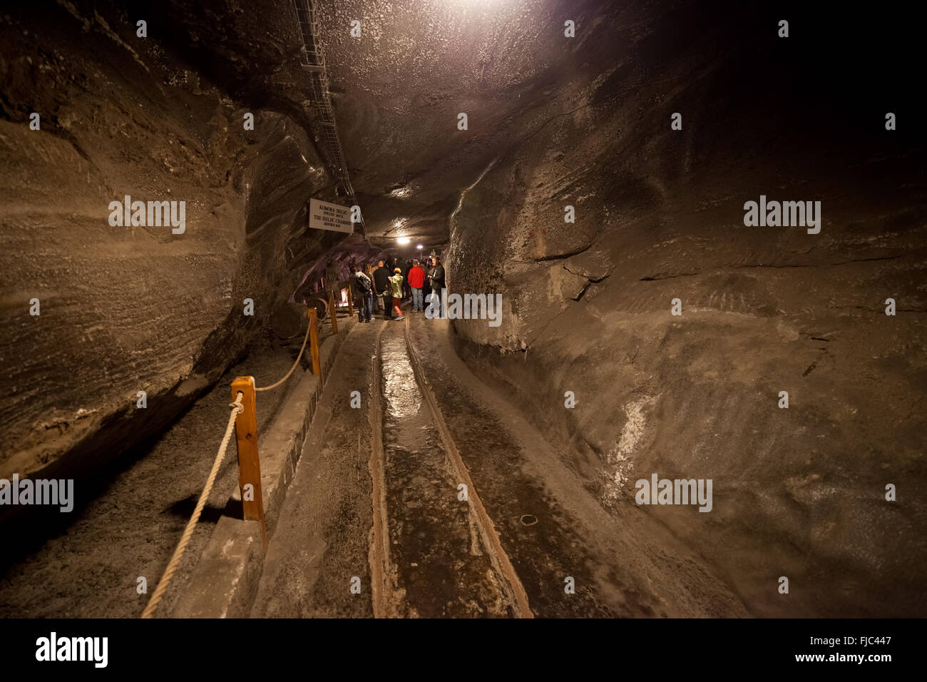 Europe, Poland, Wieliczka Salt Mine, railway and Sielec Chamber Stock ...