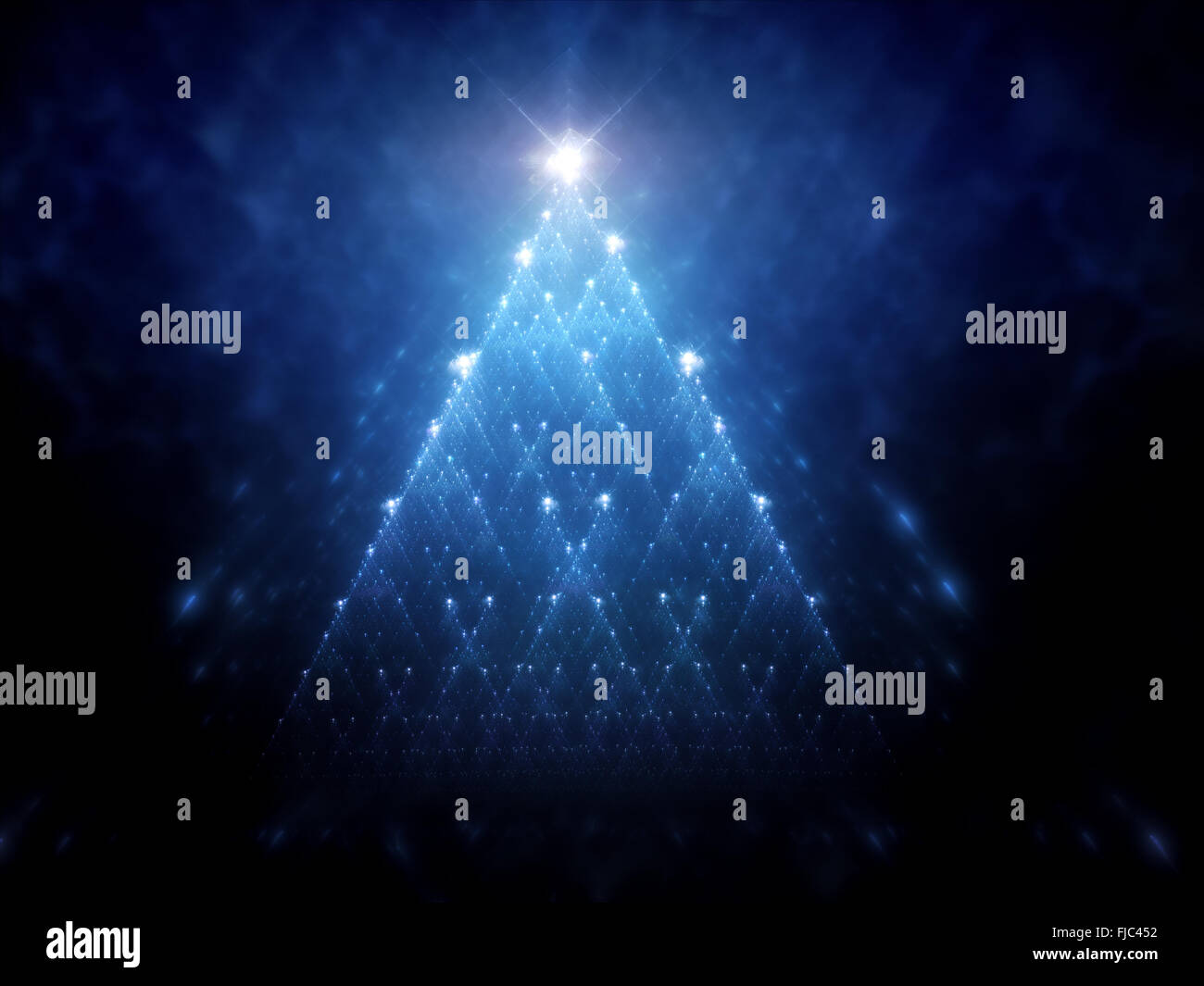 Blue glowing christmas tree, computer generated abstract background ...