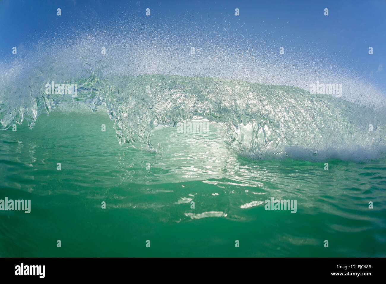 Ocean Wave crashing breaking water swimming inside closeup encounter ...