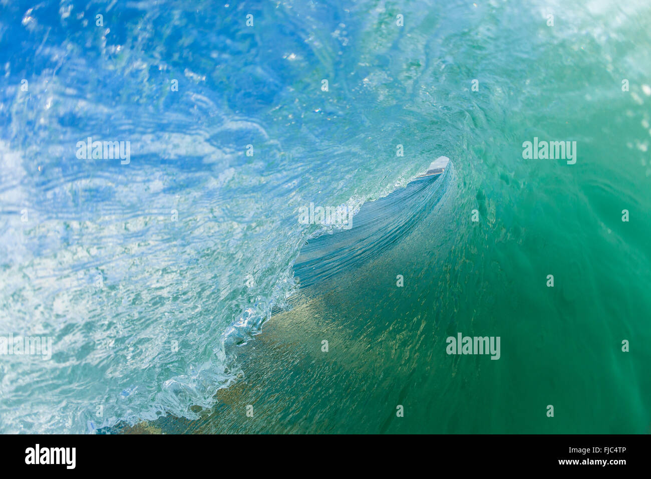 Ocean Wave crashing breaking water swimming inside closeup encounter ...
