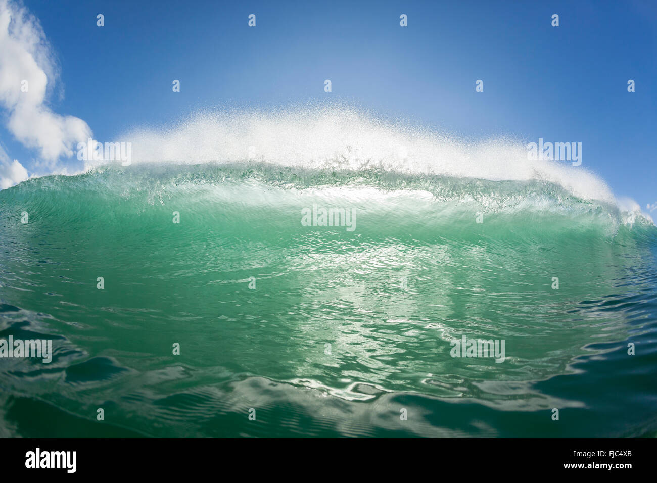 Ocean Wave crashing breaking water swimming inside closeup encounter ...