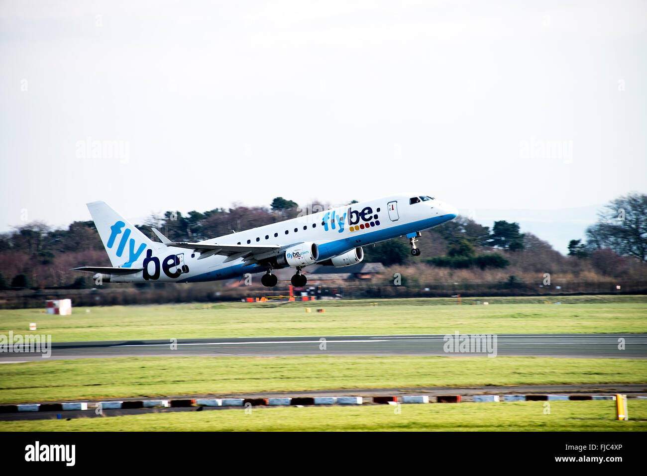 Flybe Airline Embraer 175-ST Airliner G-FBJB Taking Off at Manchester ...