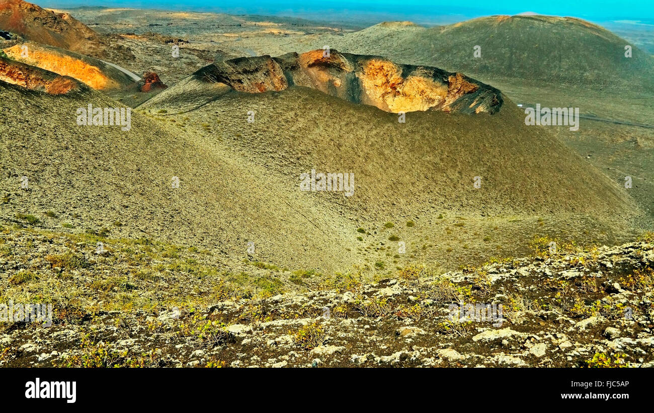 Spain Lanzarote Timanfaya National Park Volcanic Landscape Stock Photo ...