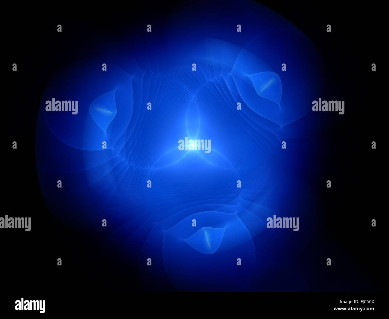 Mysterious blue glowing object in space, computer generated abstract ...