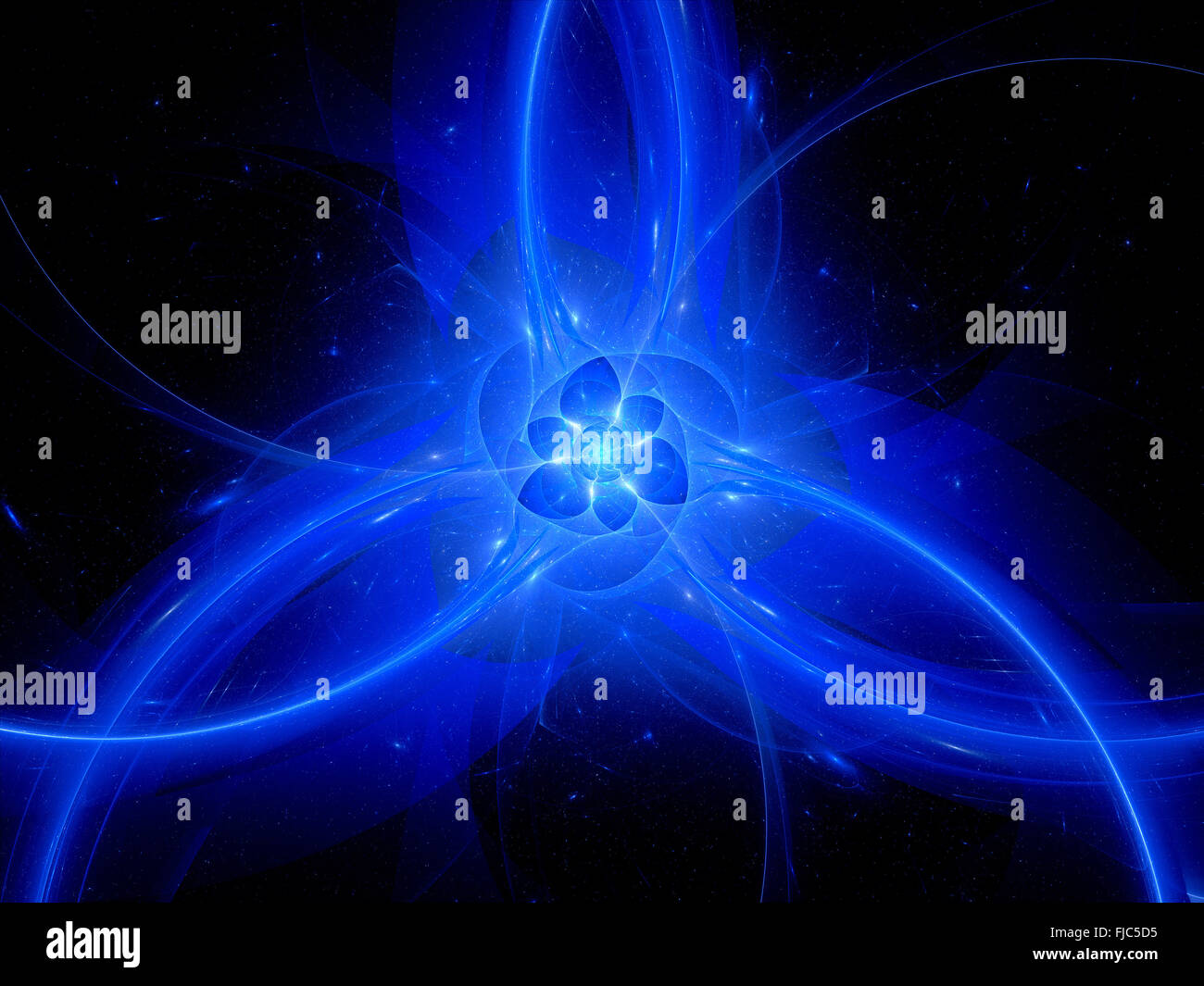 Mysterious blue energy source in space, computer generated abstract ...