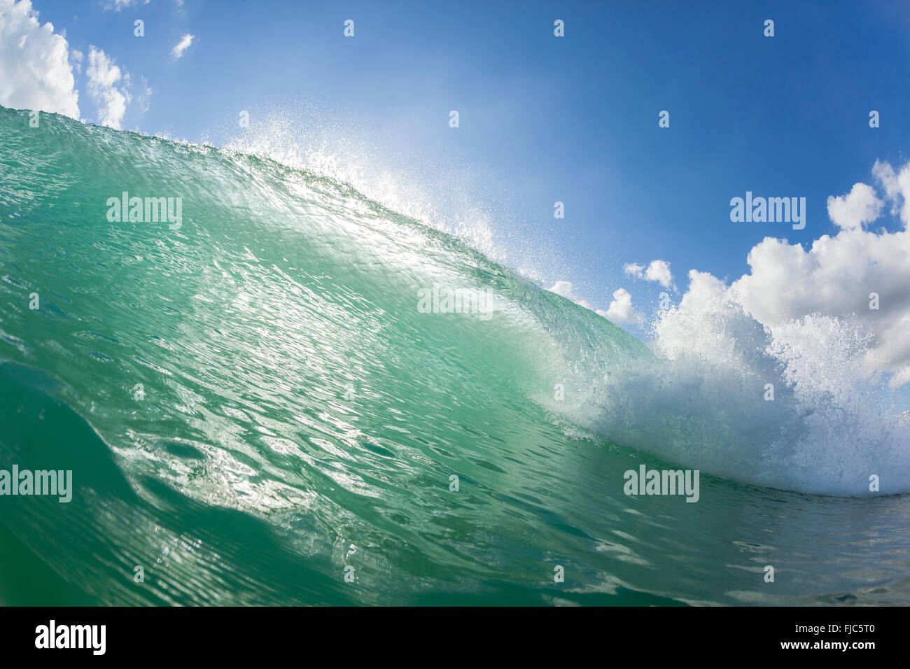 Ocean Wave crashing breaking water swimming inside closeup encounter ...