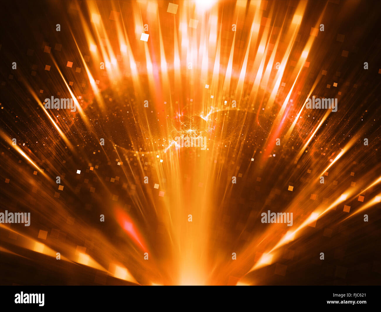 Fiery Sun with rays, computer generated abstract background Stock Photo ...