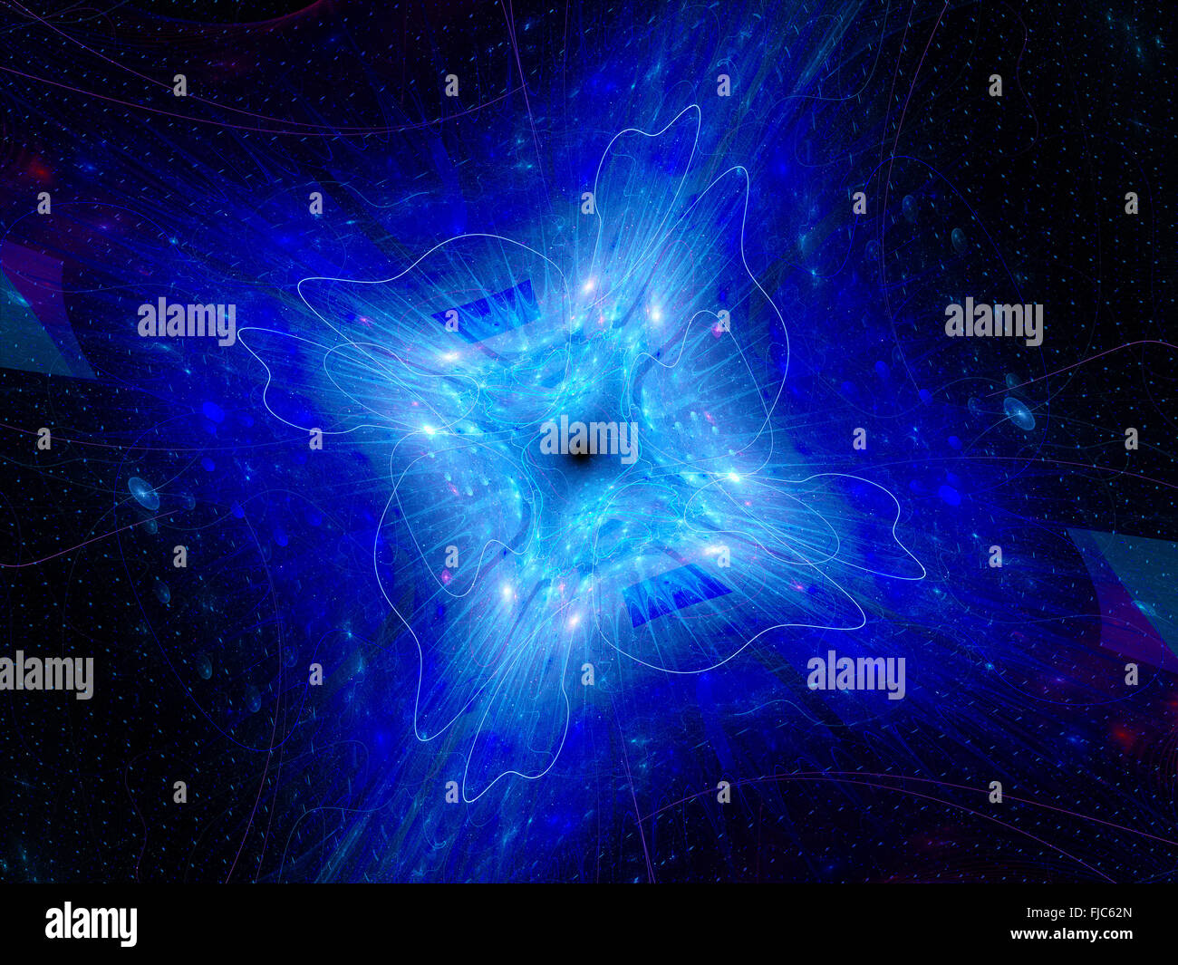 Blue glowing magic chakra in space, computer generated abstract ...