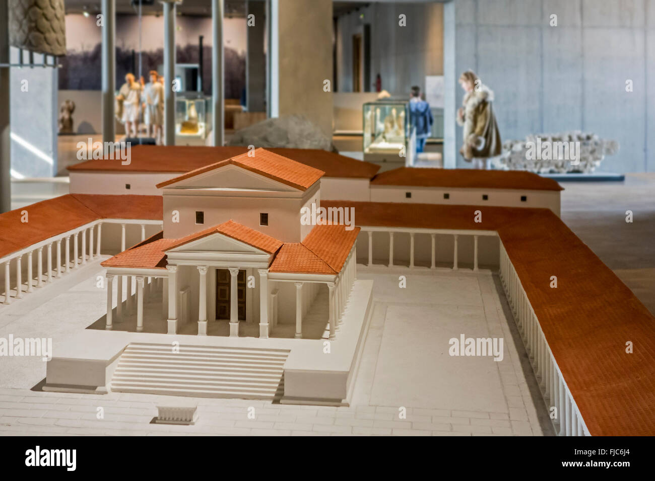 Scale model of Roman temple of the city Tongres in the Gallo-Romeins ...