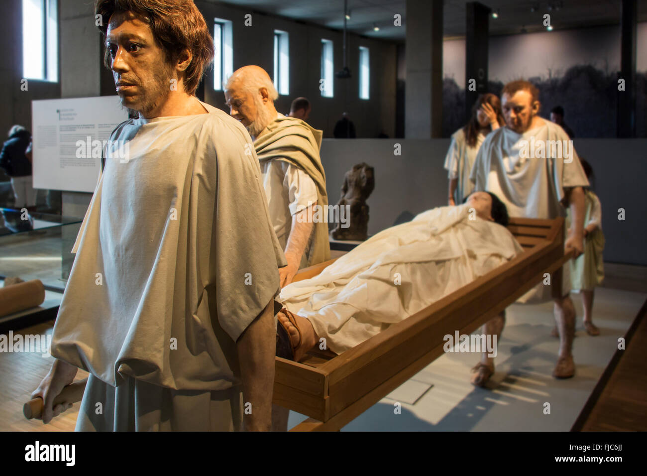 Diorama showing Roman funeral in the Gallo-Romeins / Gallo Roman Museum ...