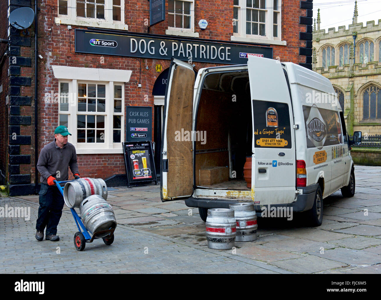 Delivering barrels of beer to the Dog & Partridge pub in Wigan ...