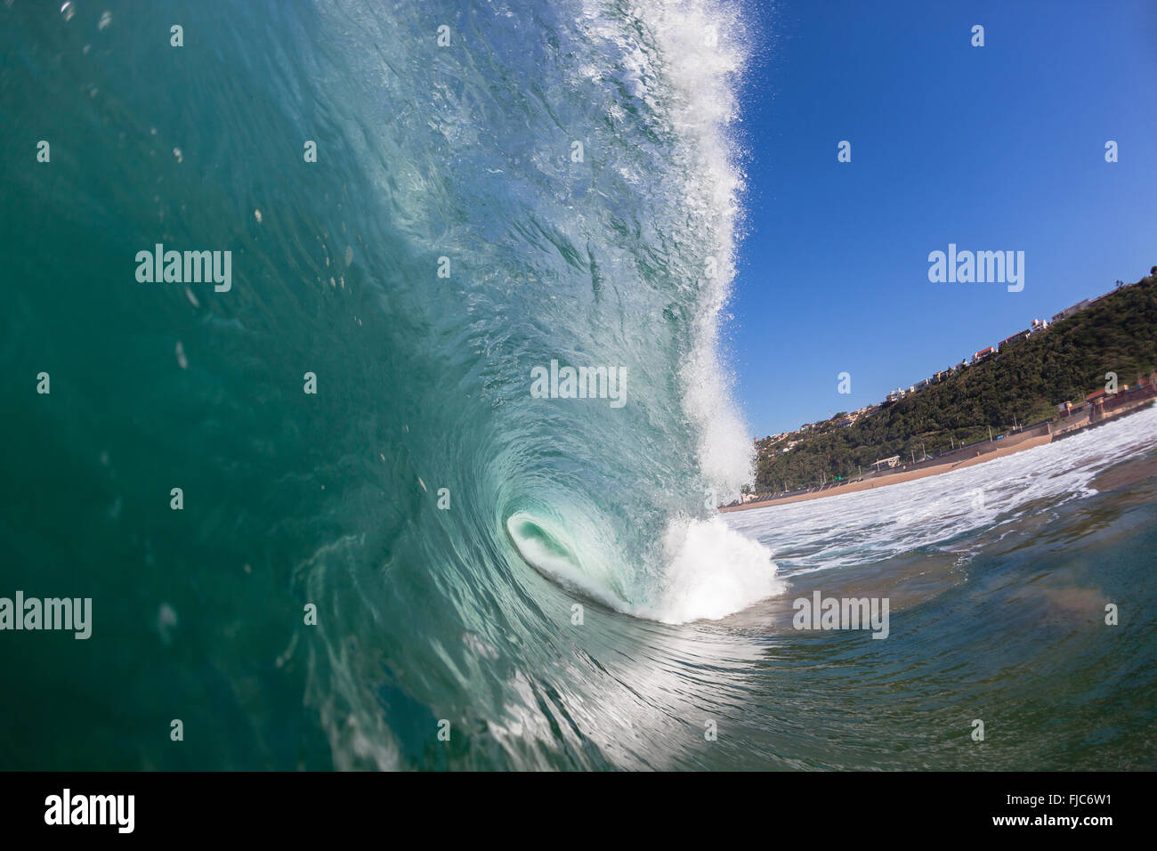 Ocean Wave crashing breaking water swimming inside closeup encounter ...