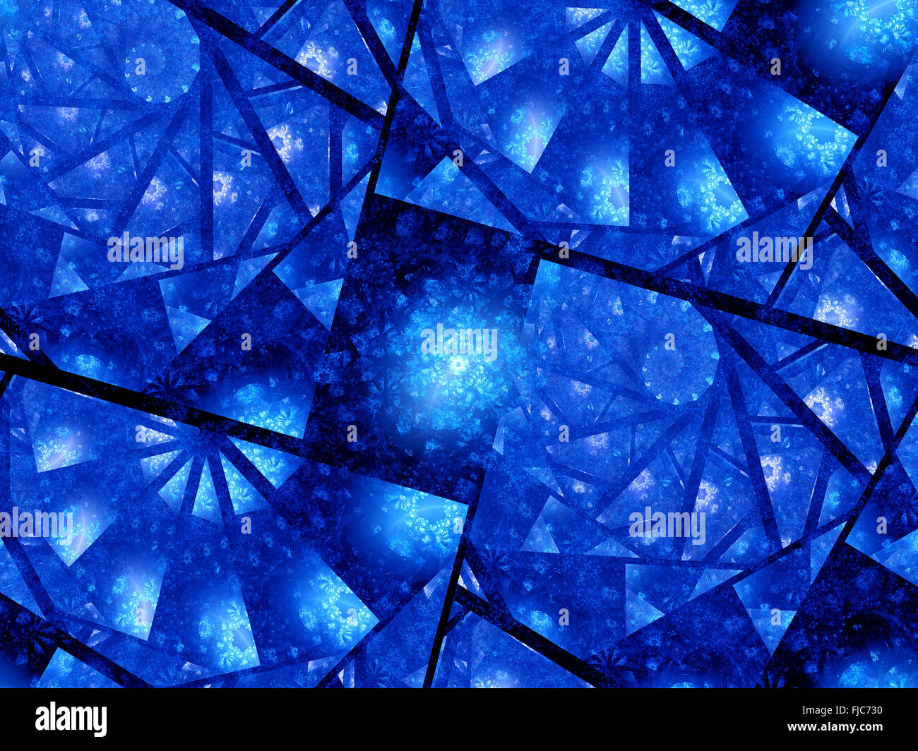 Blue glowing spiral blocks, computer generated abstract background ...