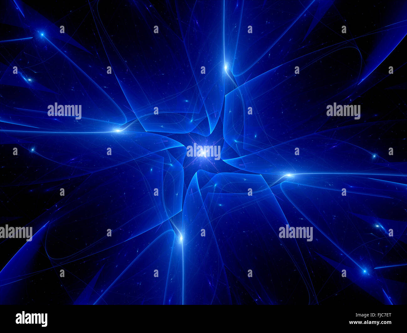 Blue glowing object in cosmos, computer generated abstract background ...