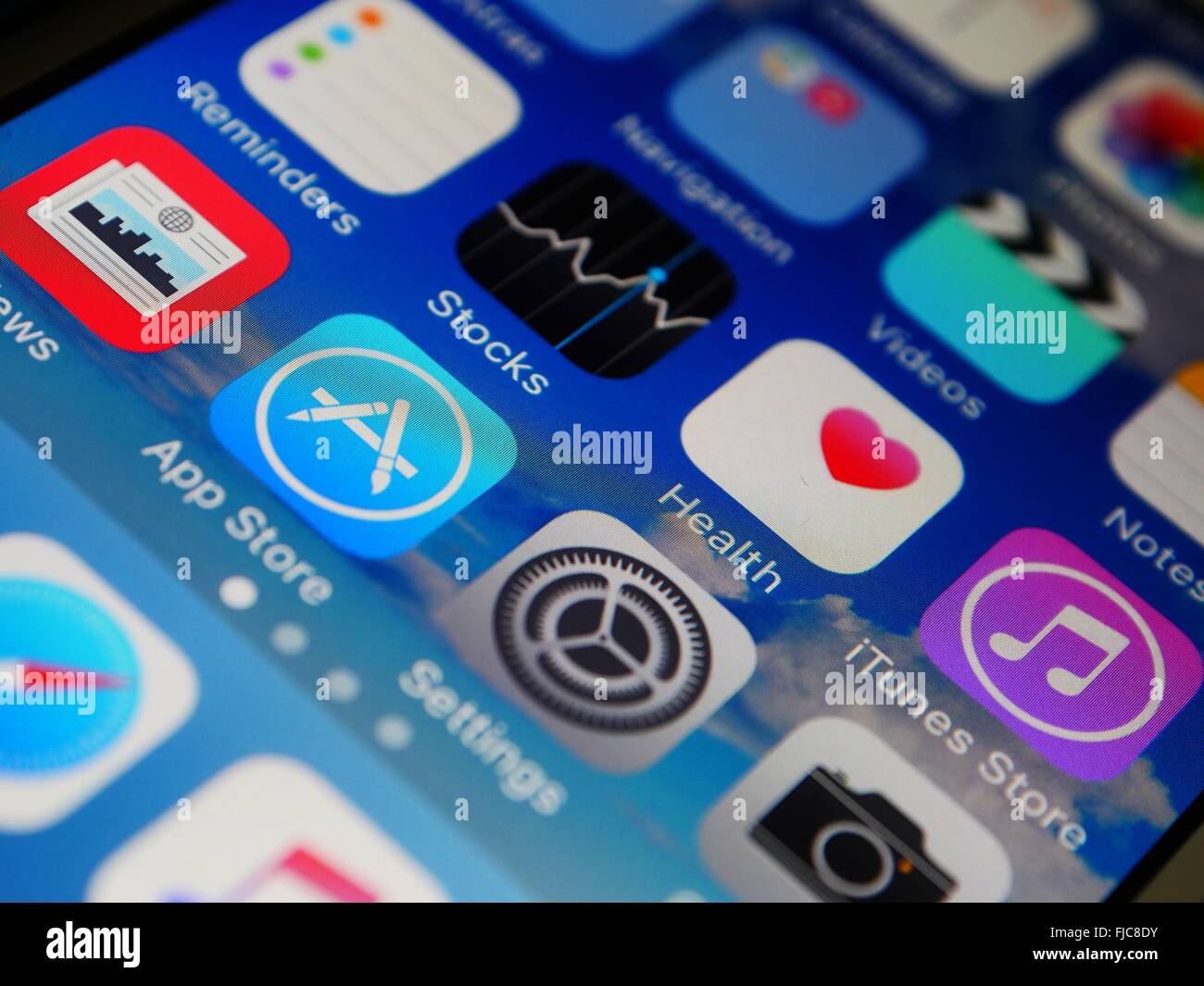 Apple Iphone screen showing apps Stocks health Stock Photo - Alamy