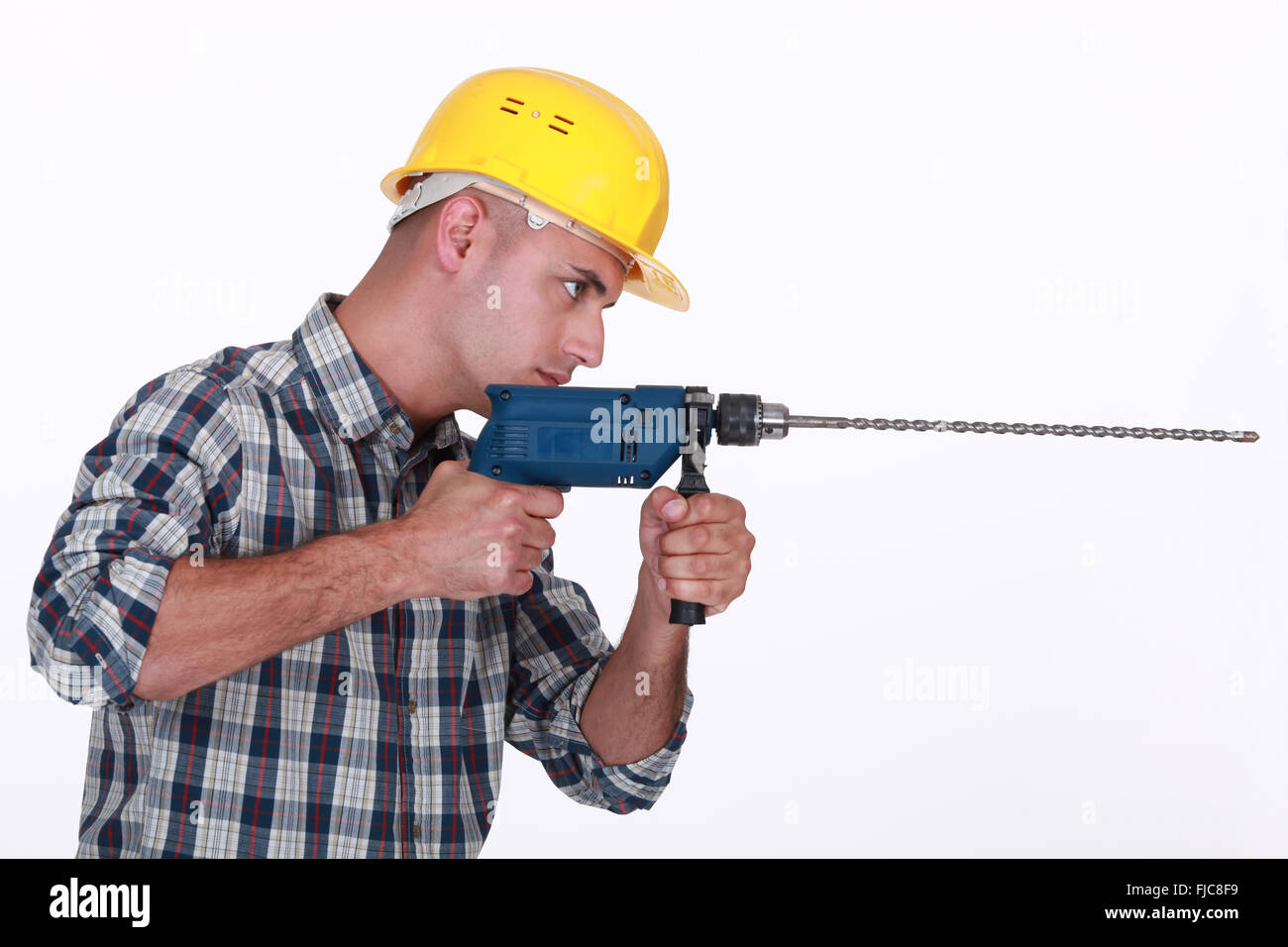 Man using power drill Stock Photo - Alamy