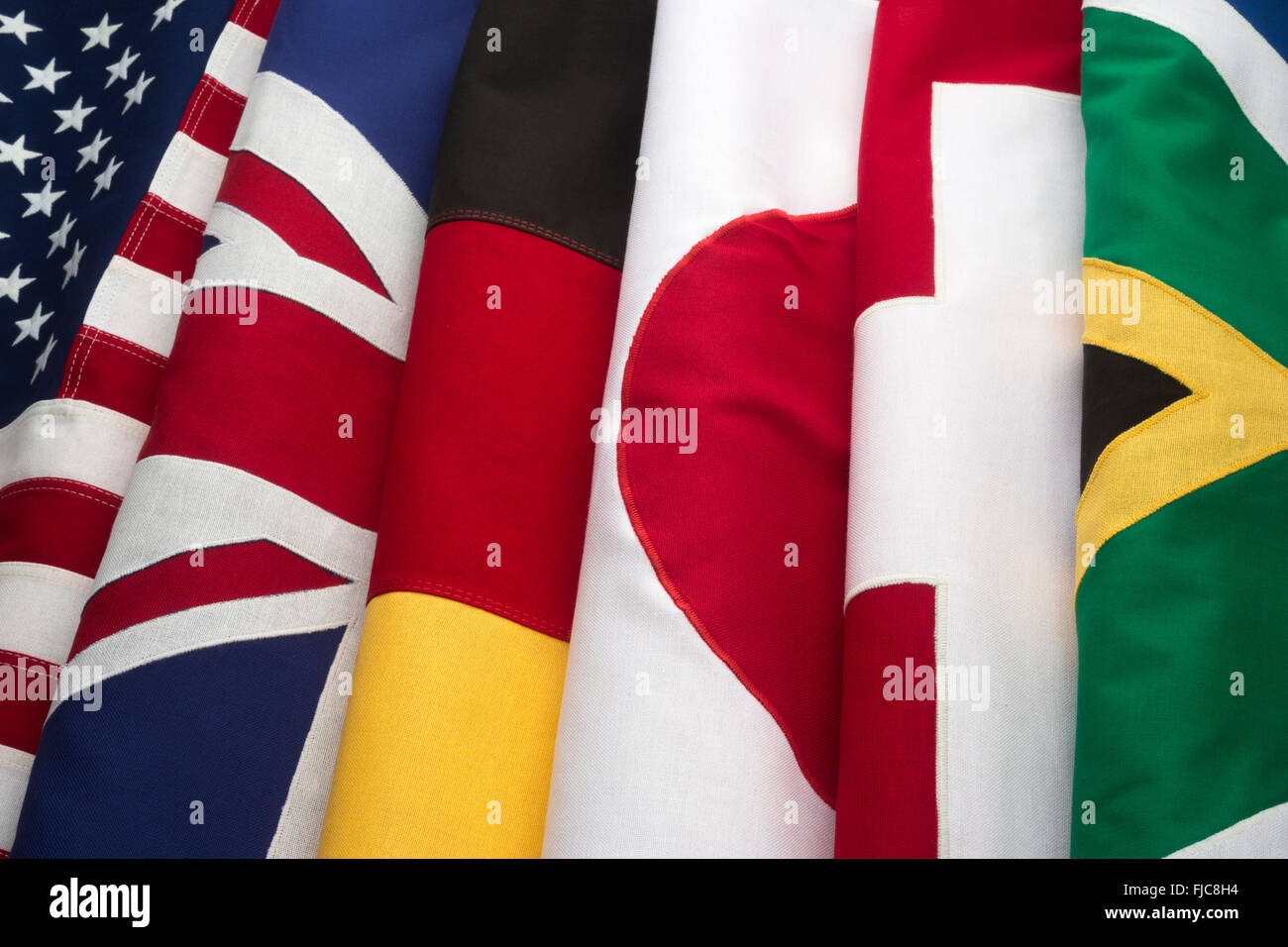 LINE OF NATIONAL FLAGS MADE OF STITCHED COTTON BUNTING Stock Photo - Alamy