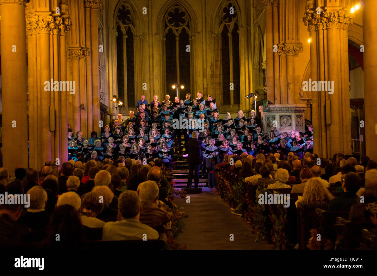 Hackney Singers choir and orchestra playing to a full house in St Mary's Church, Stoke Newington ...