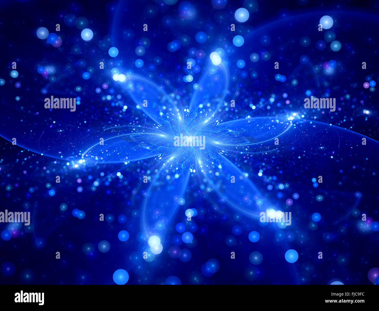 Blue glowing flower in space, computer generated abstract background ...