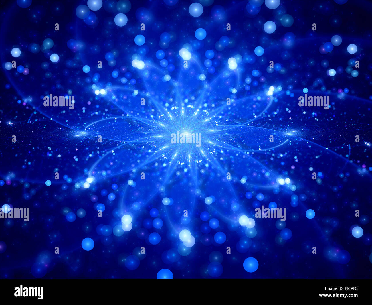 Blue glowing magic clock in space, computer generated abstract ...
