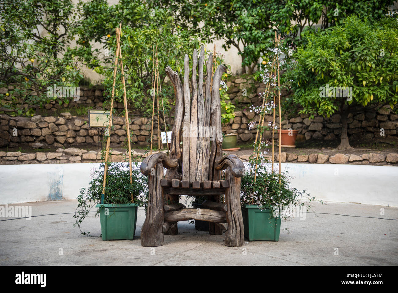 The story tellers chair in the Med Biome at the Eden Project Stock ...
