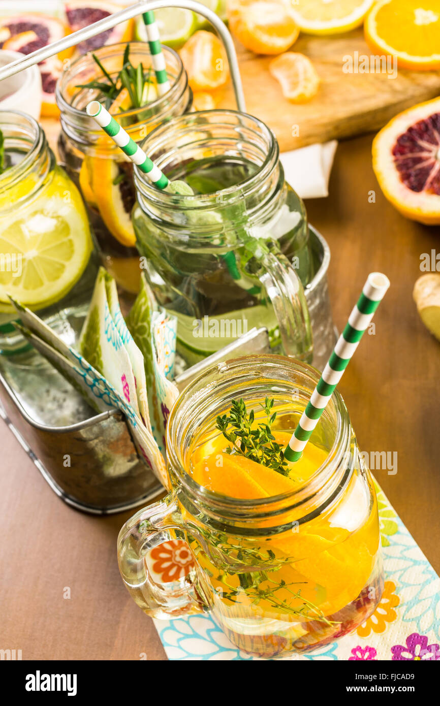 Detox citrus infused water as a refreshing summer drink Stock Photo - Alamy