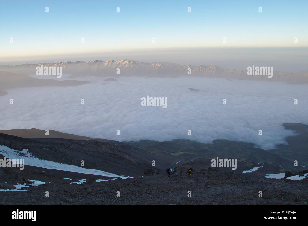 View from the ascent to Mount Damavand across the Alborz mountains ...