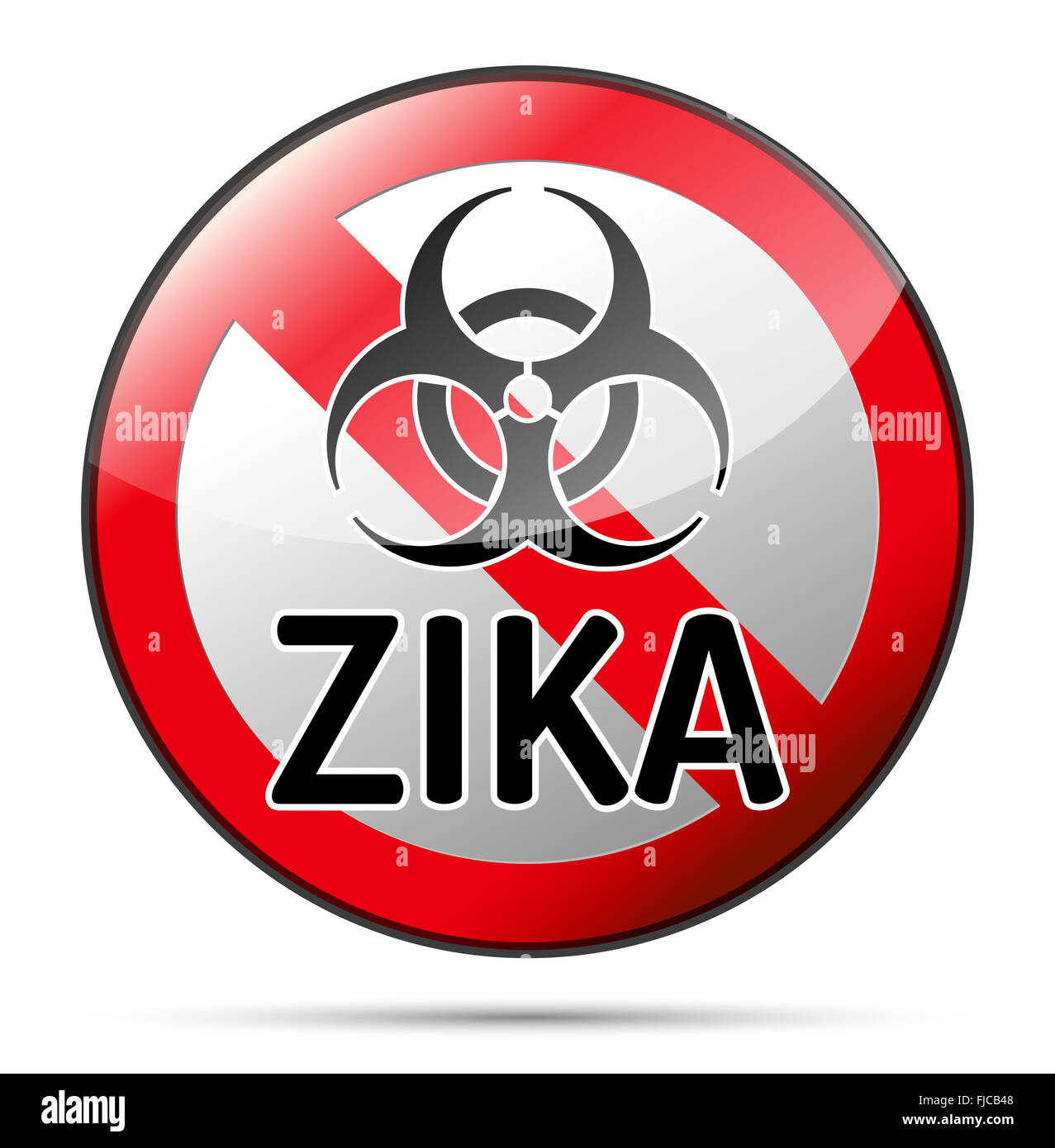 Zika virus danger sign with reflect and shadow on white background ...
