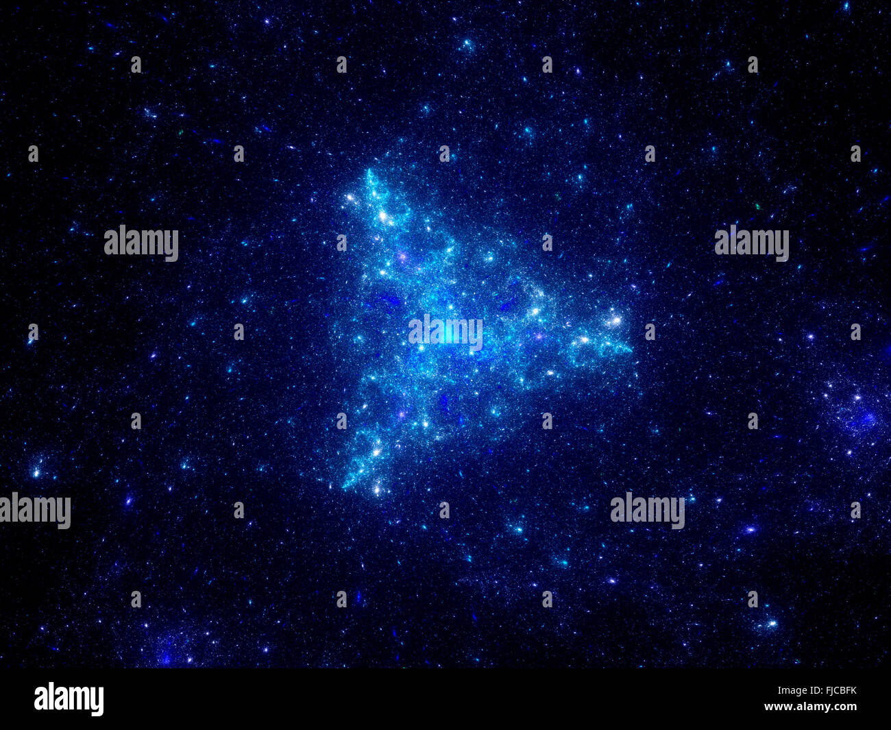 Magical blue glowing object in space, computer generated abstract ...