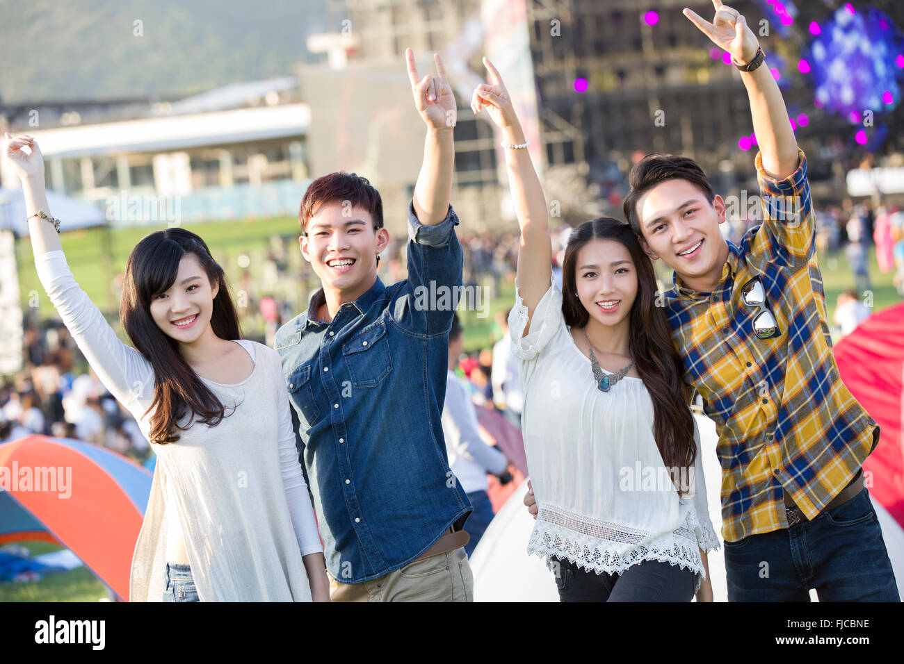Happy young asian indian couple camping hi-res stock photography and ...