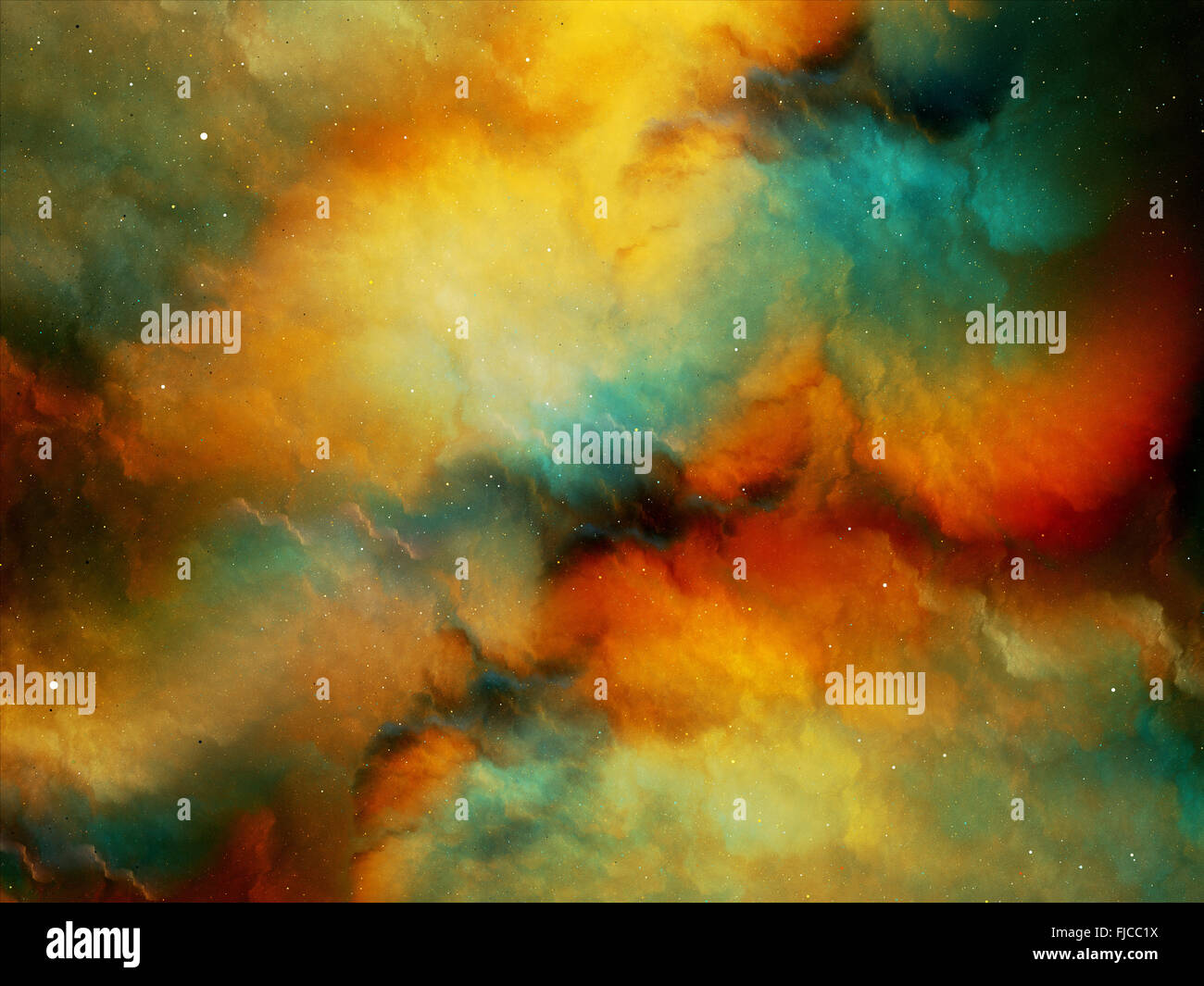 Multicolored fog in deep space, computer generated abstract background ...