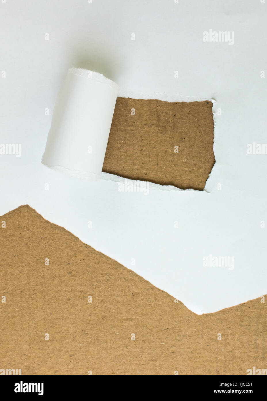 Beige circle shape breakthrough paper hole with white background Stock ...