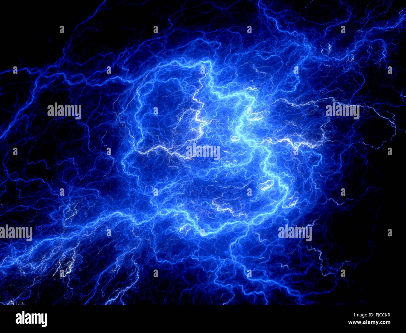 Blue glowing high energy electromagnetic field, computer generated ...